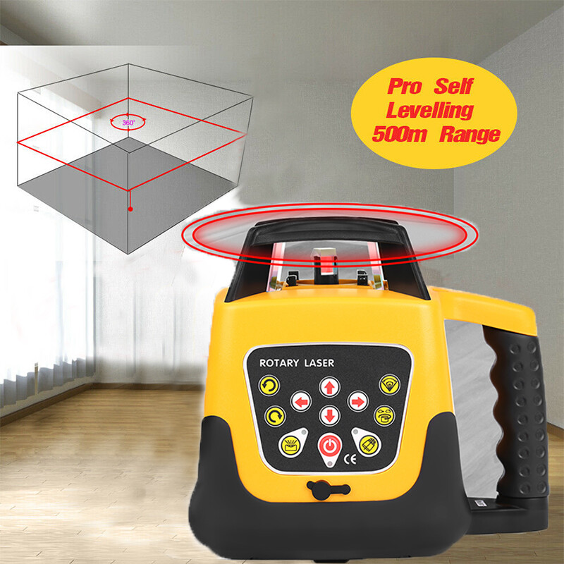 360°Rotary Self-Leveling Rotating Red Beam Laser Level Tool Kit 500m ...