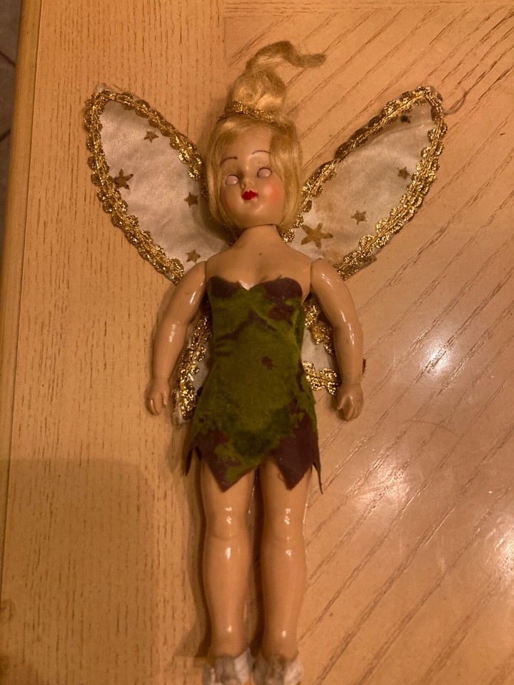 1950s VINTAGE WALT DISNEY TINKER BELL HARD PLASTIC DOLL - SLEEPY EYES ...