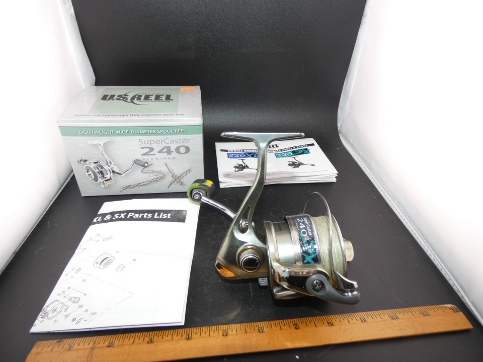 US REEL SUPERCASTER 240SX SPINNING FISHING REEL WITH INSTRUCTION PARTS ...
