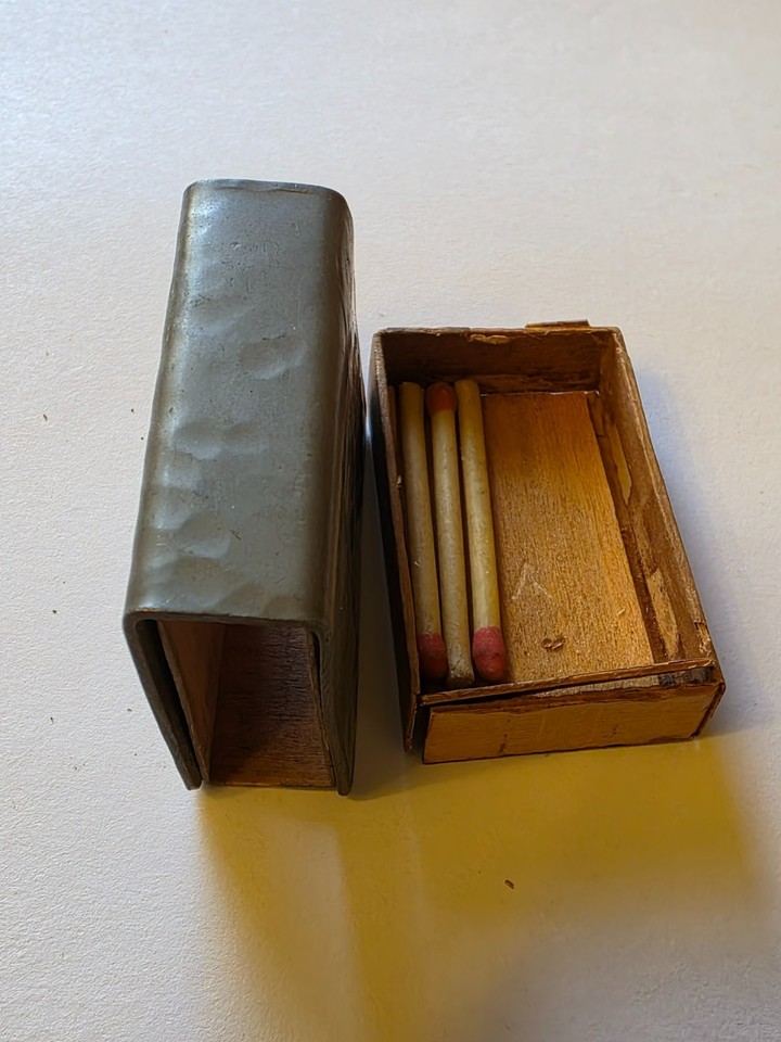 Vintage Metal Strike Styled Match Box Cover Holder Floral w/ Matches 1 ...