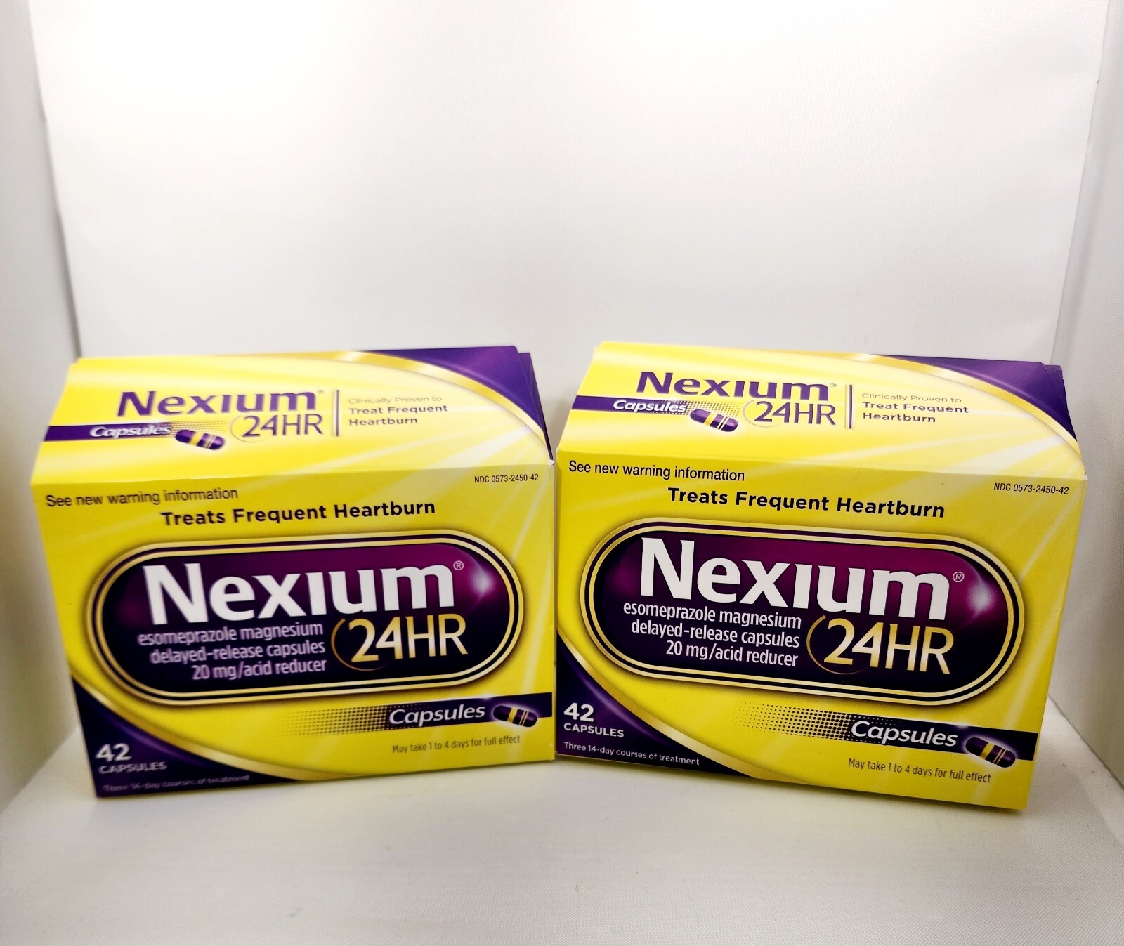 TWO (2) Nexium 24 Hour Heartburn Treatment 42 20MG Capsule Acid Reducer ...