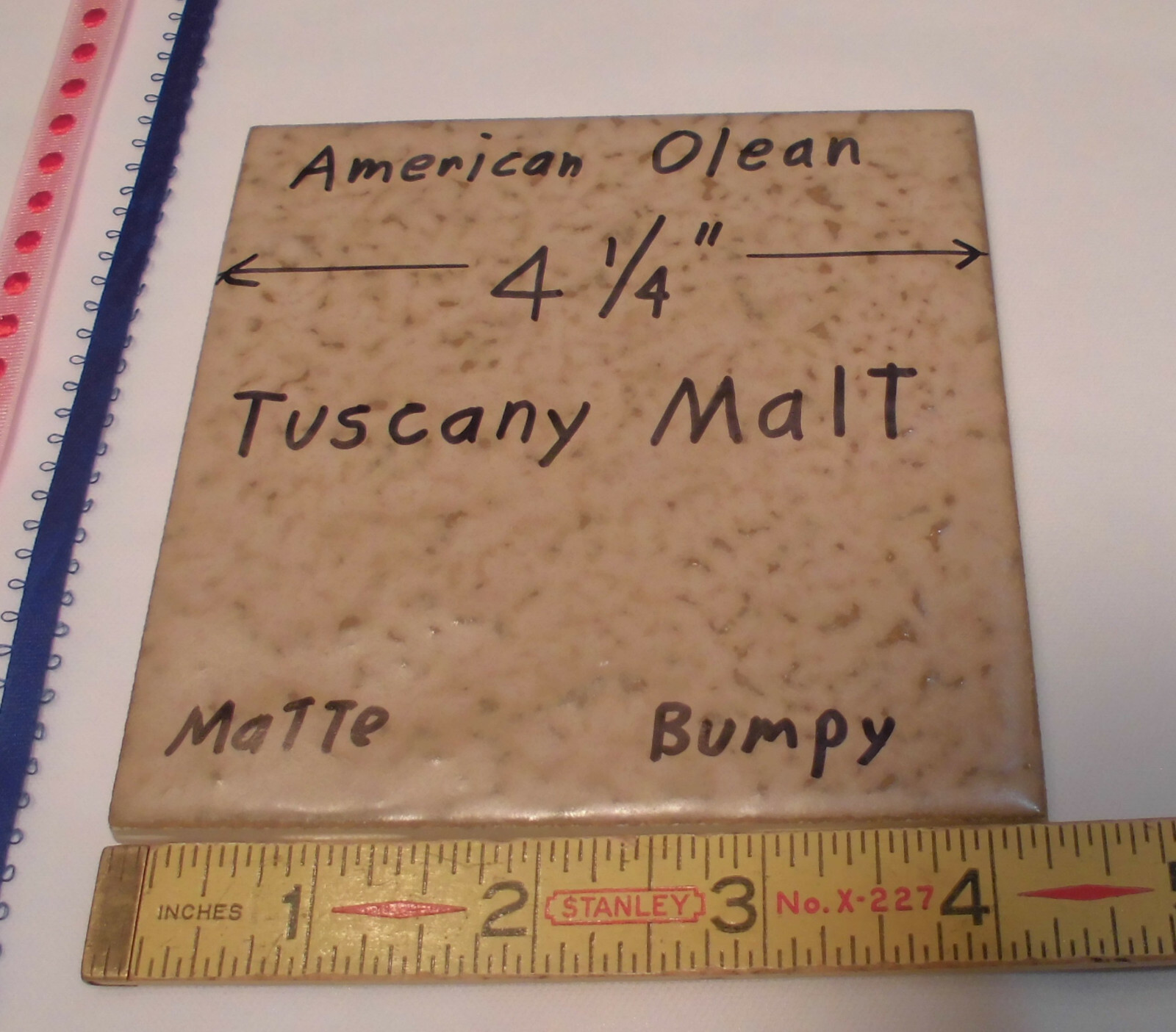 1 pc. *Brownest-Malt* Bumpy Ceramic Tile; Tuscany; American Olean 4-1/4 ...