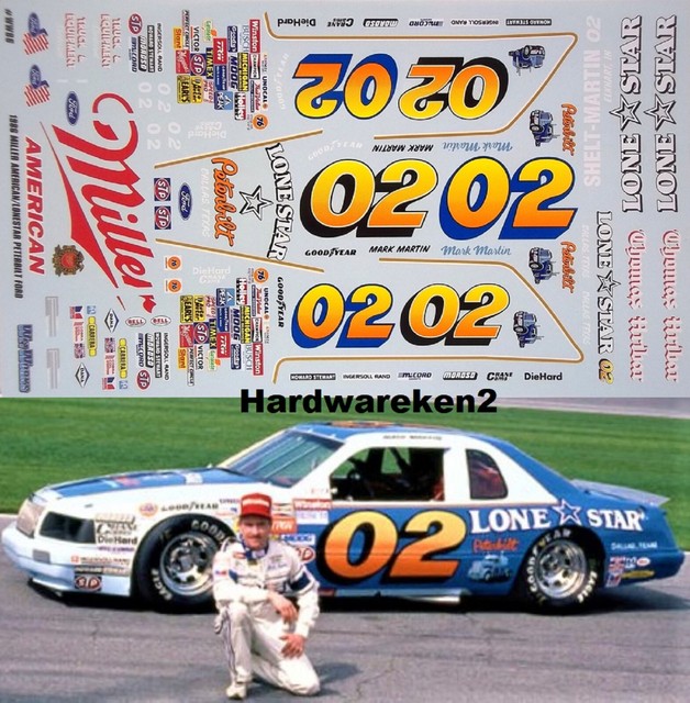 NASCAR Decal # 02 Miller - Thomas Hribar 1986 Thunderbird Mark Martin ...