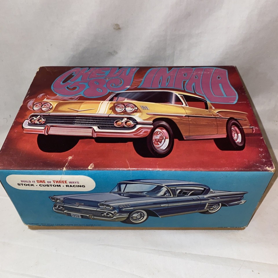 Vintage AMT ‘58 Chevy Impala 1/25 Scale Model Kit #T273 Open Box ...