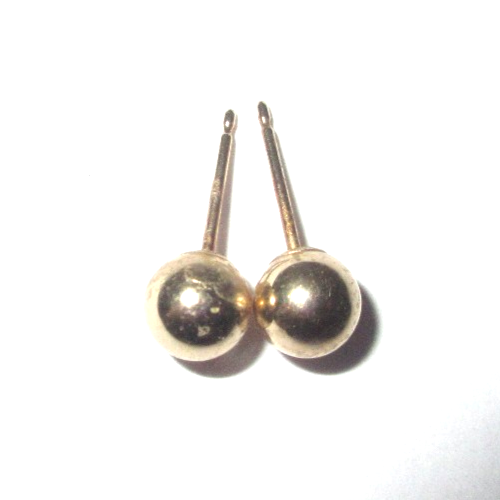 14K Yellow Gold Round Ball Stud Earrings (WB1) | eBay