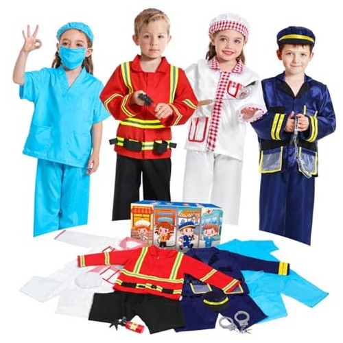Dress Up Clothes for Kids Pretend Role Play Costumes Trunk Toddlers ...