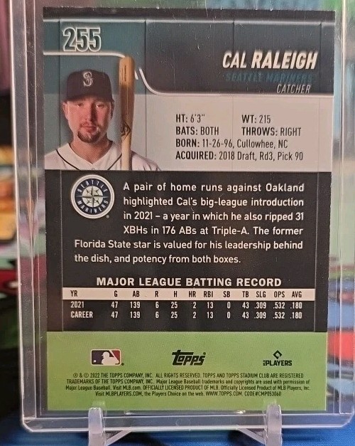 2022 Stadium Club #255 Cal Raleigh ROOKIE CARD RC | eBay