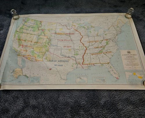 VTG 1964 United States U.S. Wall Map Dept. of Interior Geological ...