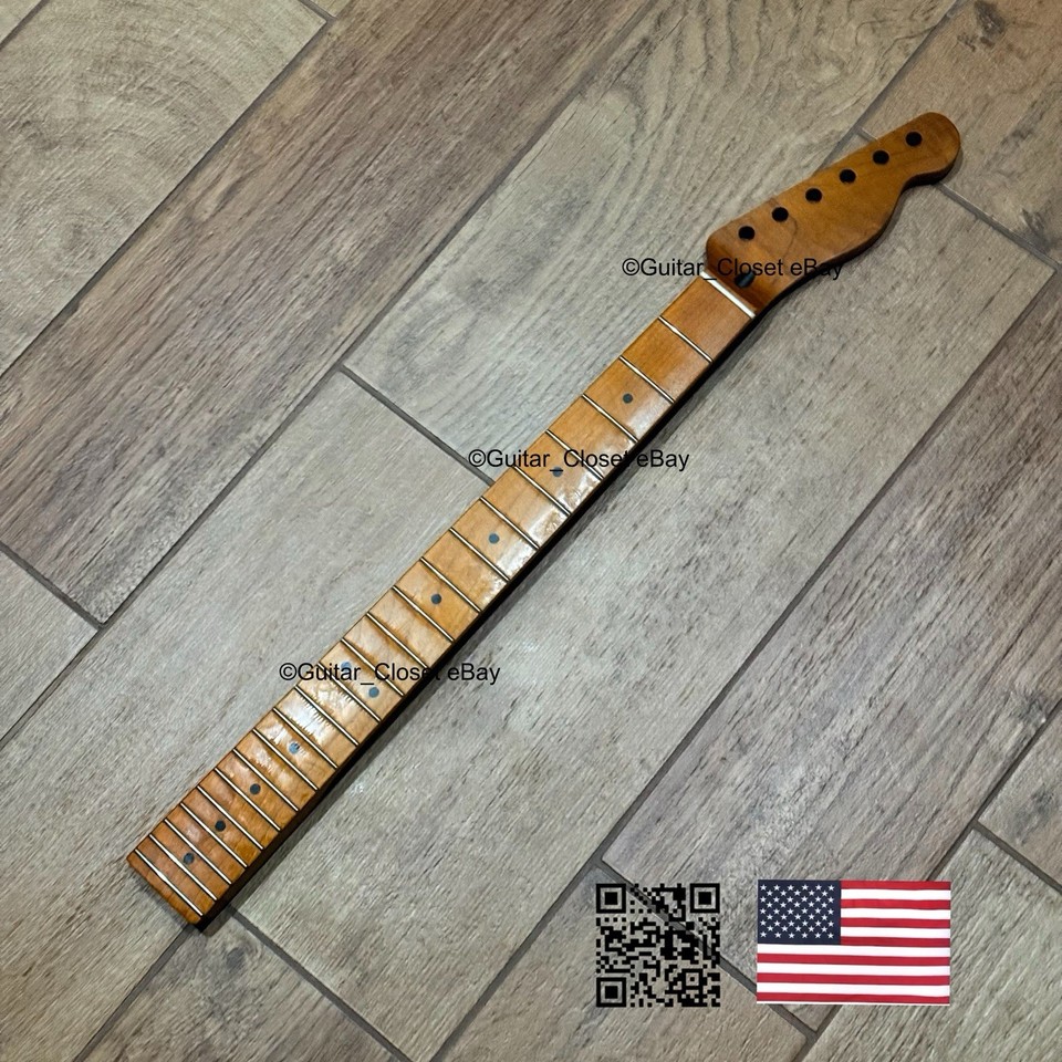 Roasted Flame Maple Tele Neck Satin Telecaster Fits Warmoth & Fender ...