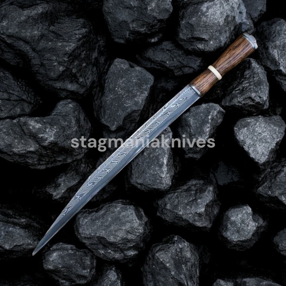 Premium Hand Forged Dasmascus Steel Hunting Bowie Viking Saxon Seax ...