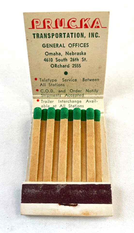 Vintage Prucka Transportation Omaha Matchbook Complete | eBay
