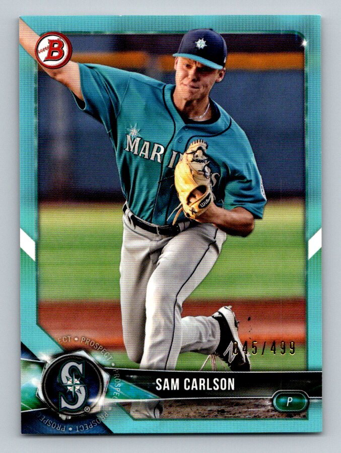 2018 Bowman Draft BD-175 Sam Carlson Seattle Mariners SN499 Sky Blue | eBay