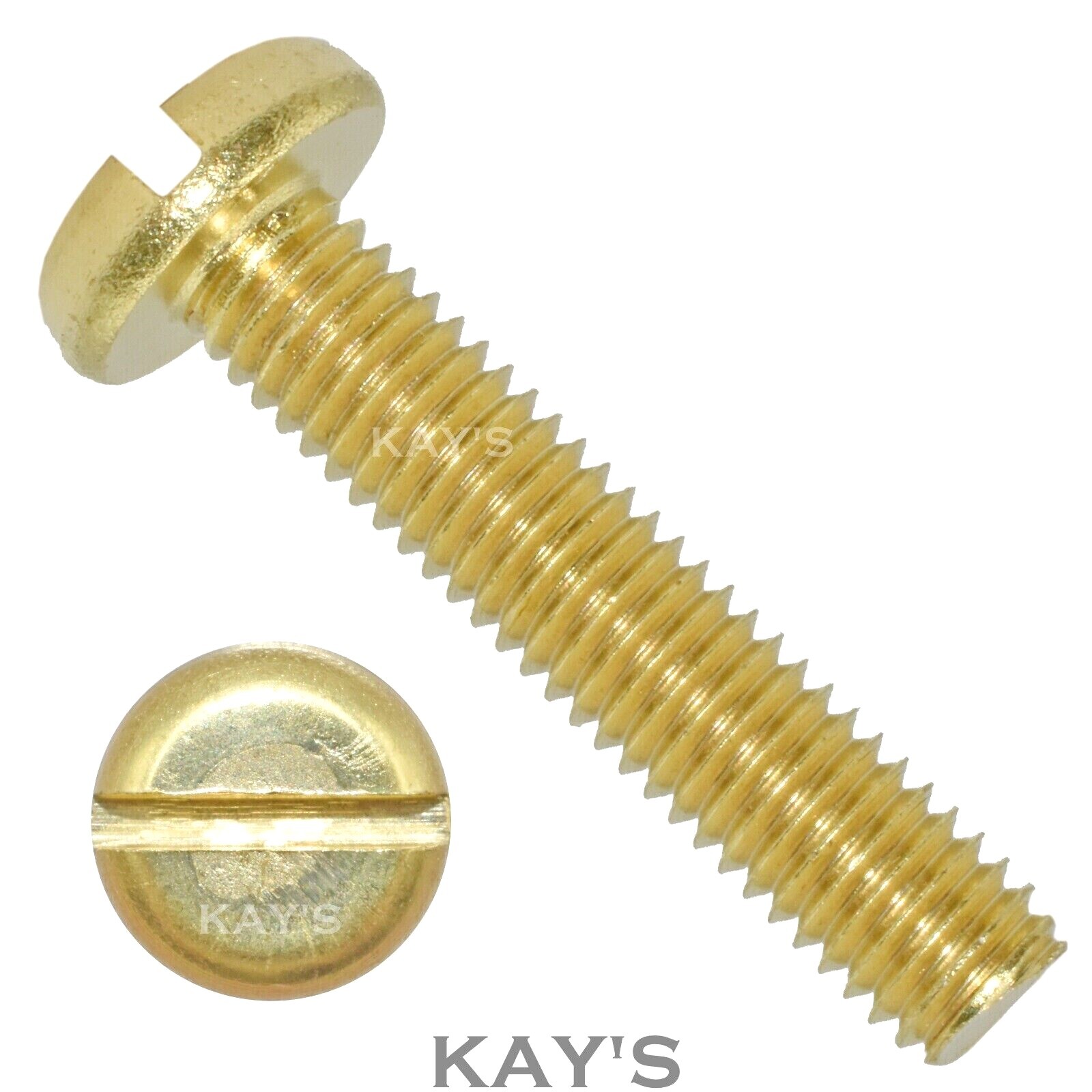 M3 M4 M5 M6 SOLID BRASS SLOTTED PAN HEAD MACHINE SCREWS SLOT DRIVE ...
