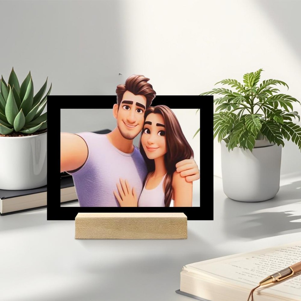 Customized Cartoon 3D Photo Wooden Photo Frame Night Light Wedding ...