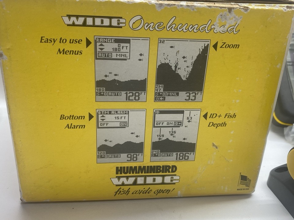 Hummingbird Wide 100 Fish Finder Full System- Head Unit, Transducer ...