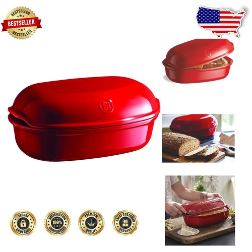 Burgundy Round Bread Baker - Scratch-Resistant Ceramic for Artisan ...
