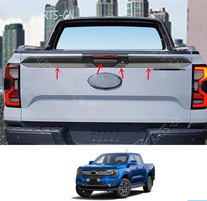 For 2024 Ford Ranger Rear Door Trunk Lid Tailgate Strip Trim Carbon ...