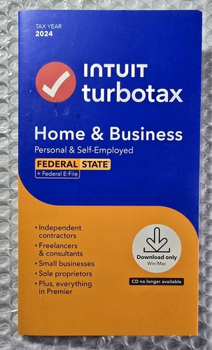INTUIT TURBOTAX HOME & BUSINESS 2024 WIN/MAC FEDERAL STATE DOWNLOAD KEY ...