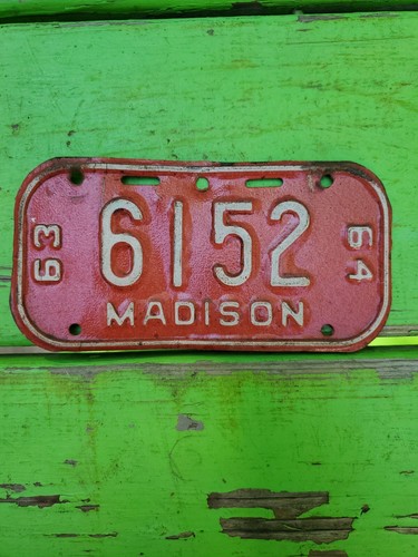 Vintage 1963/64 Madison Wisconsin Bicycle Registration license Plate ...