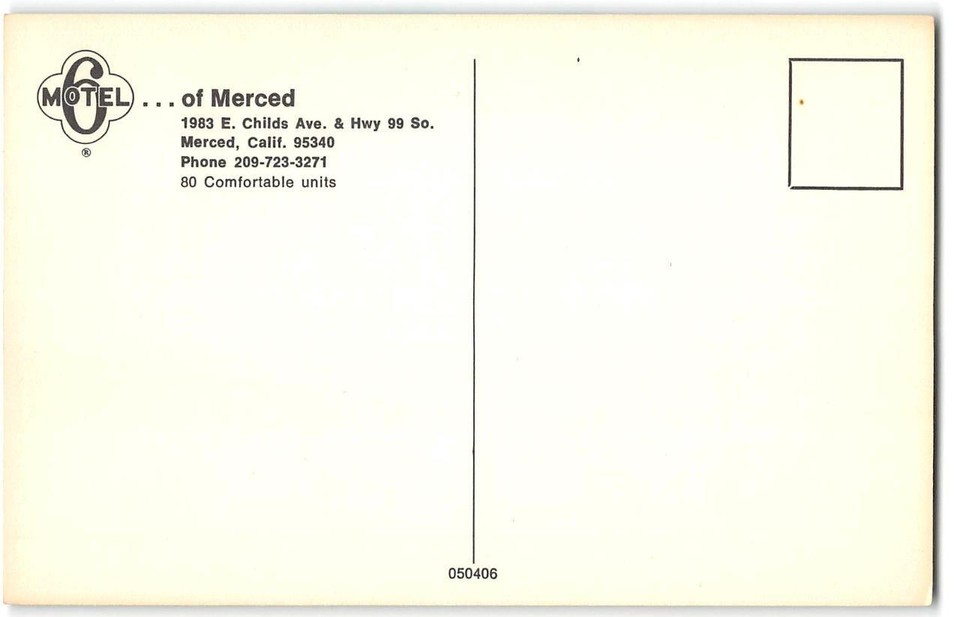 Merced, California MOTEL 6 Roadside 1960s Chrome Vintage Postcard | eBay