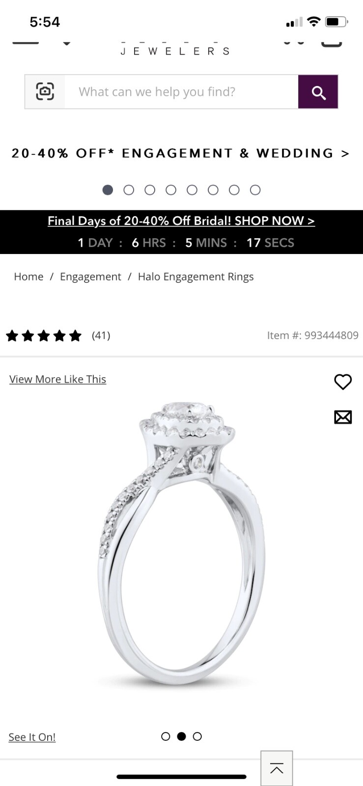 1/2 CT White gold diamond engagement ring size 6 - Gem