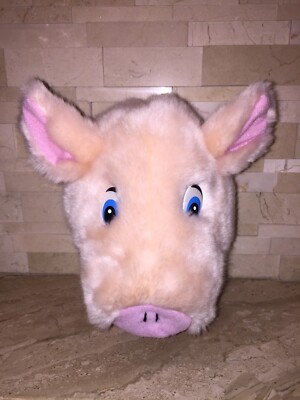 POOF SLINKY Pig Head Hand Puppet Pink Piglet Stuffed Plush No Sound | eBay