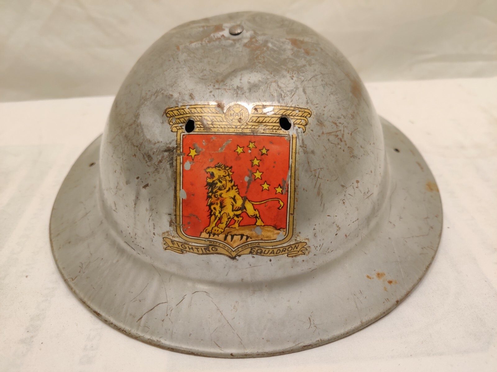 Vintage 1940s MARX WWI Toy Metal FIGHTING SQUADRON Doughboy ARMY HELMET ...