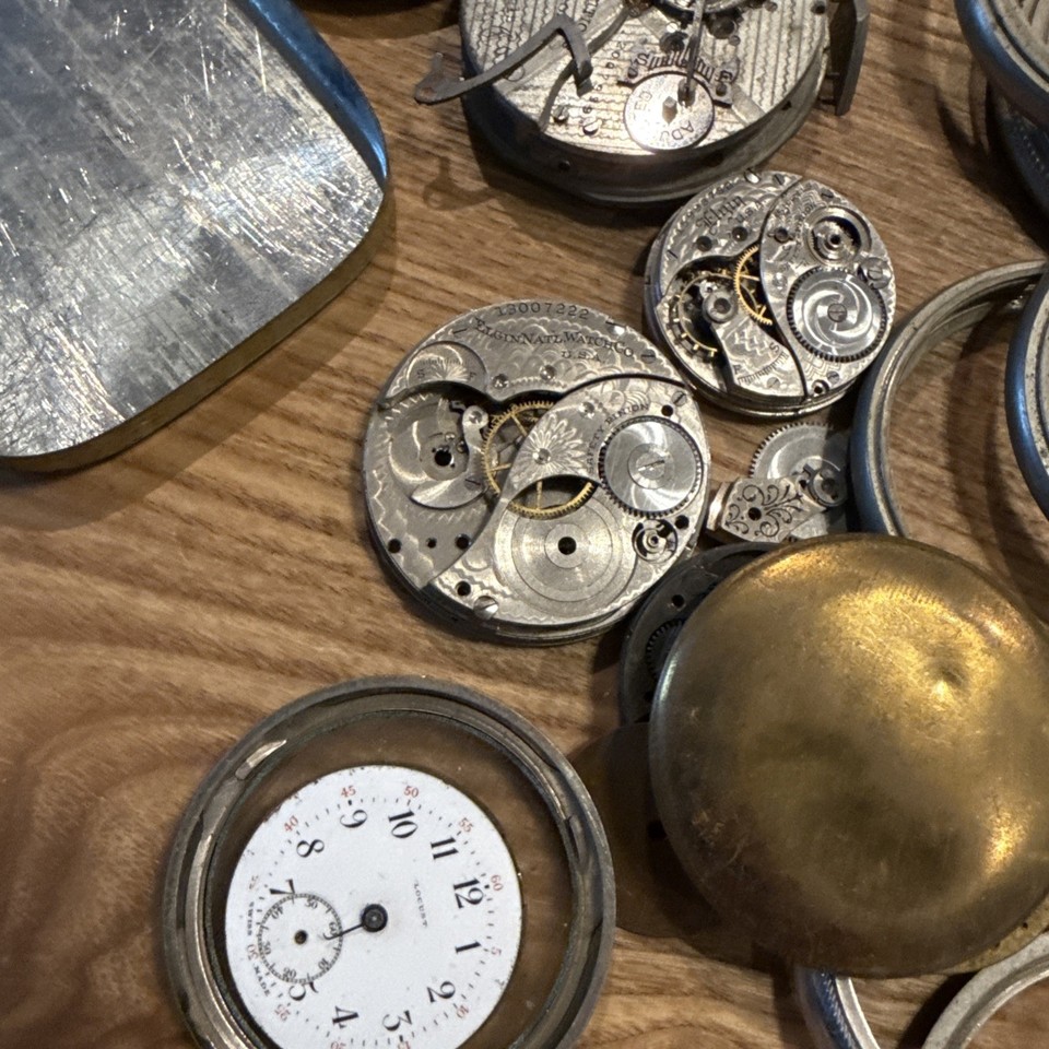 Vintage antique pocket watch parts lot Movements Cases Assorted | eBay