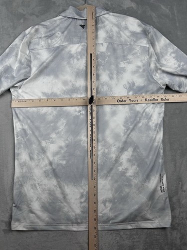 Macade Polo Shirt Mens Medium White Grey Camo Short Sleeve Performance Henley | eBay