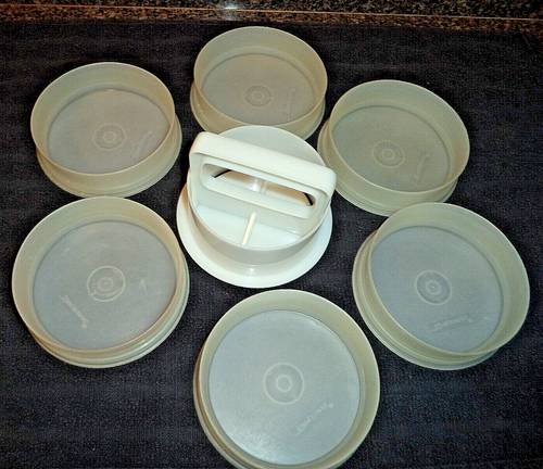 Tupperware Hamburger Burger Patty 6 Keepers with Ring & Press | eBay