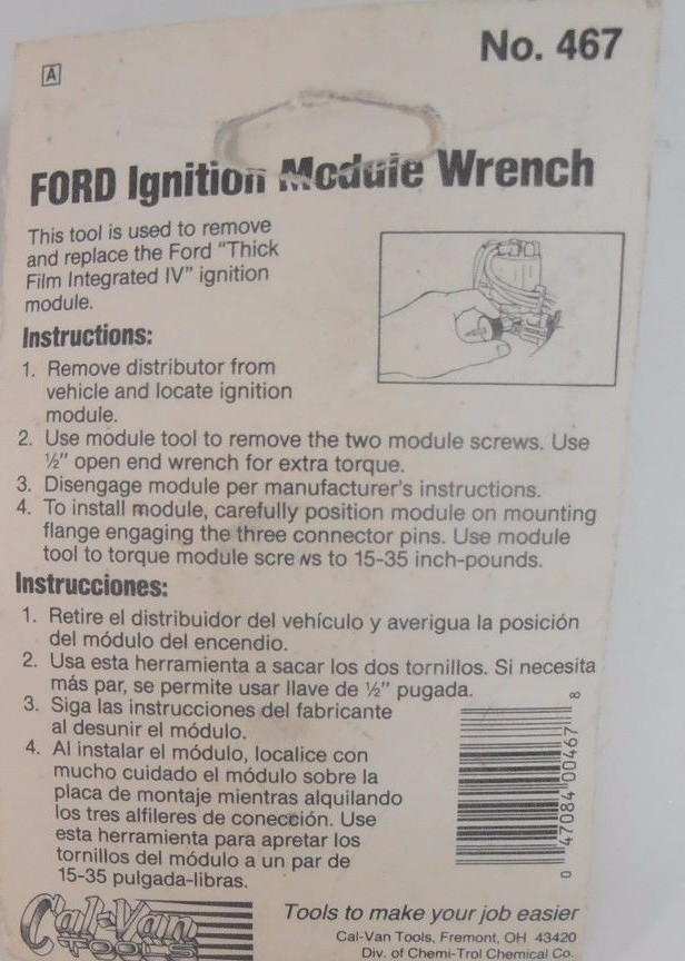 Cal-Van Tools 467 FORD Ignition Module Wrenches - Qty 26- Made in the ...
