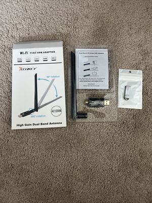 Techkey Wi-Fi 11AC USB Adapter High Gain Dual Antennas 2.4GHz+5.8GHz | eBay