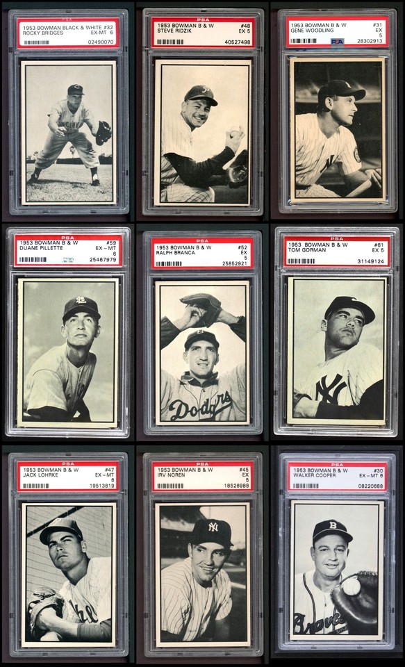 1953 Bowman Black & White All-PSA Near Complete Set / Lot 5.5 - EX+ 4682266 | eBay