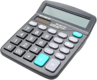 Desk Calculator 12-Digit – Solar & Battery Powered with Large LCD ...