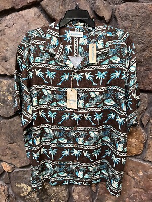 Caribbean Palm Print Short SLV Hawaiian Camp Shirt BT SZ 2XB,3XB NWT ...