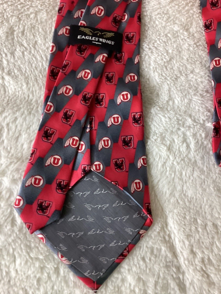 Eagles Wings Utah Utes All Over Print Logos Mens Neck Tie 100% Silk Red ...