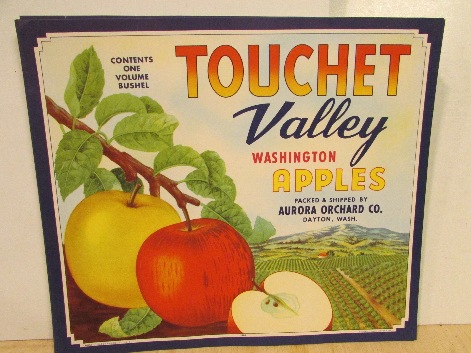 Vintage Touchet Valley Washington Apples Fruit Crate Label Aurora ...