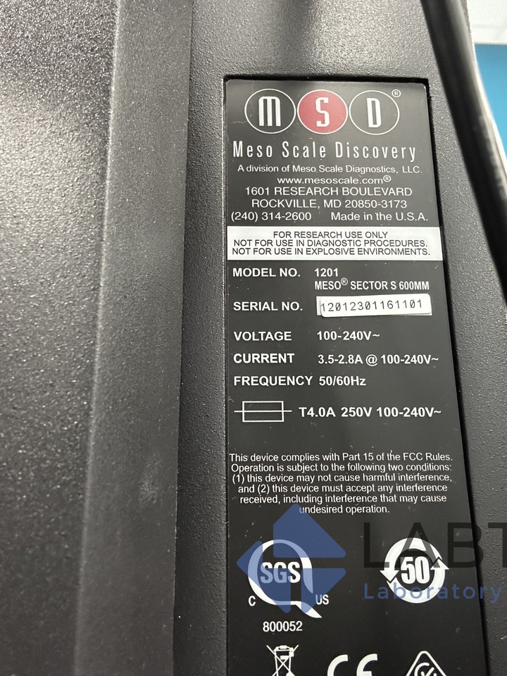Meso Scale Discovery MESO SECTOR S 600MM (Model 1201) 12012301161101 | eBay