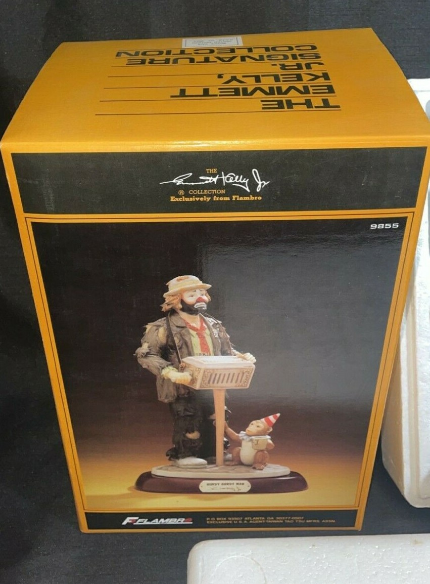 Emmett Kelly Jr Signature by Flambro Hurdy Gurdy Man Clown Figure 9855 ...