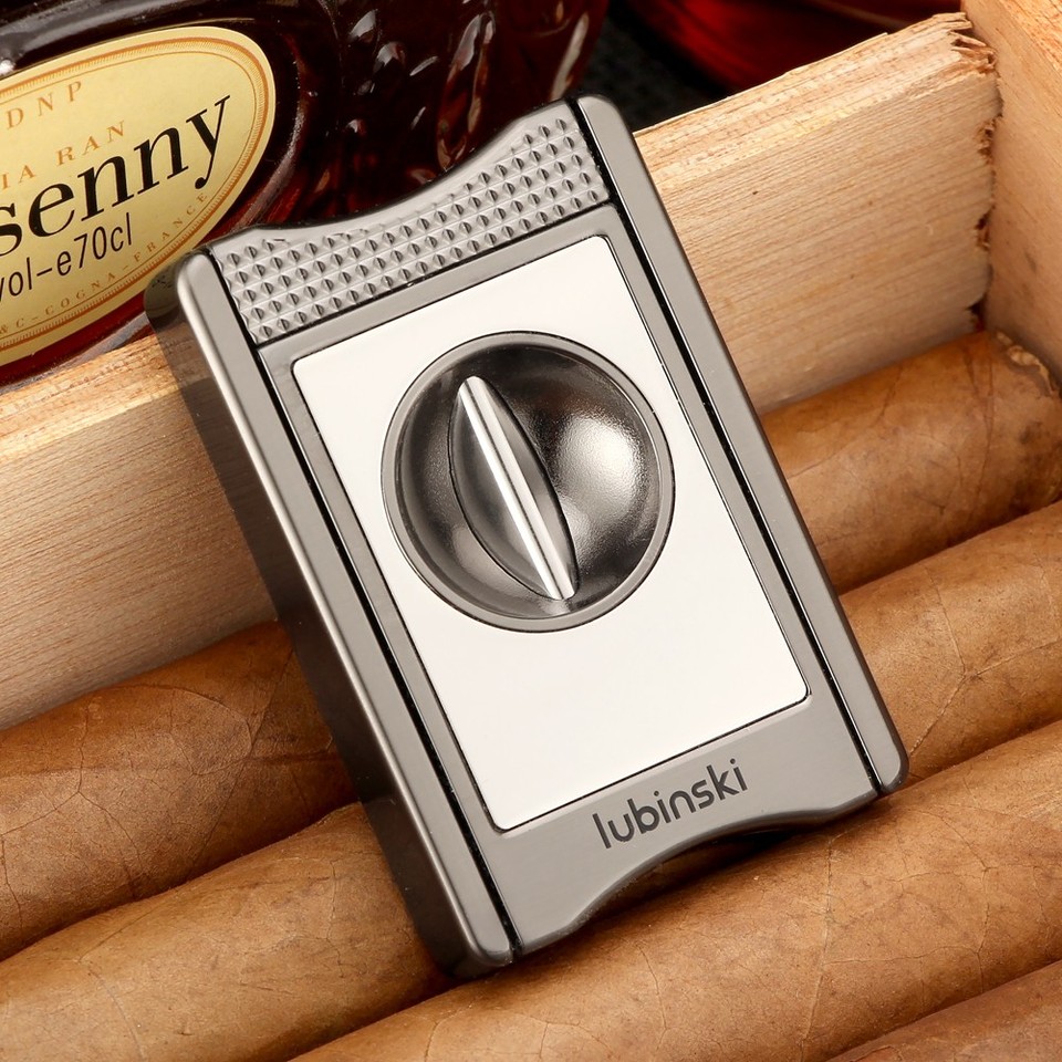 Lubinski Portable Stainless Steel V-Cut Cigar Cutter Holder Gift Sharp ...