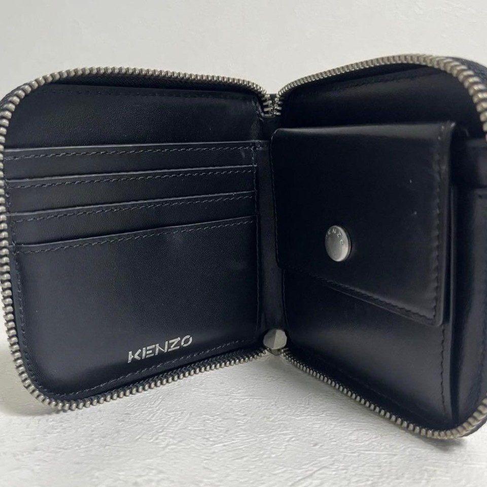 Kenzo Men Wallet Bi-Fold Zip Coin Purse Bill Compartment Card Holder ...