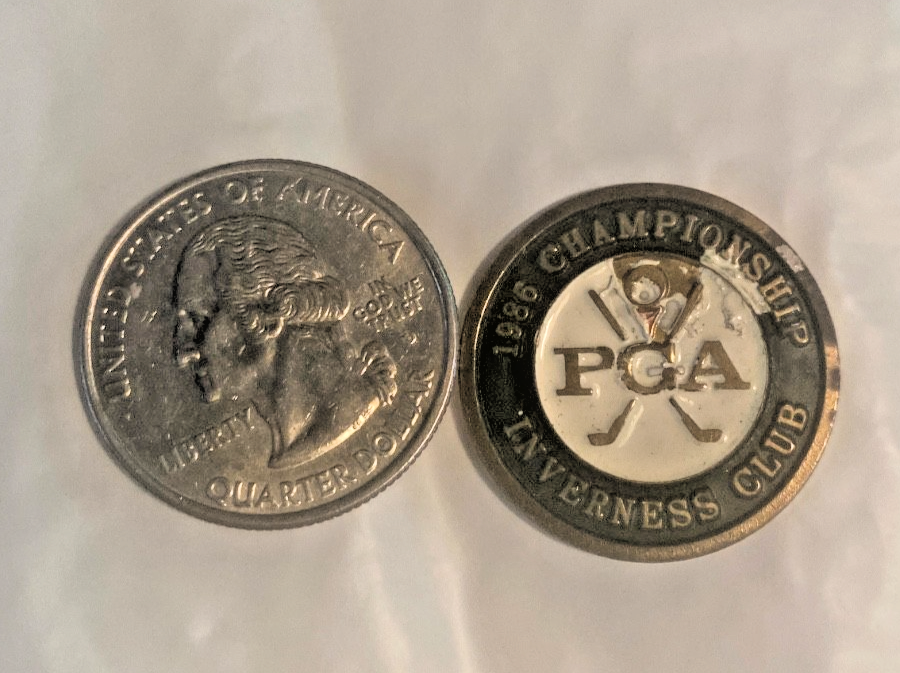 1986 PGA CHAMPIONSHIP, BOB TWAY, INVERNESS CLUB, 1"-coin style Ball ...