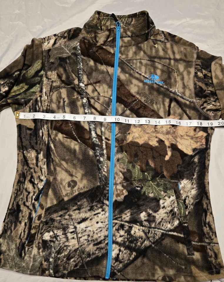 Mossy Oak Womens Full-Zip Fleece Jacket Medium Camo w/ Teal Trim ...