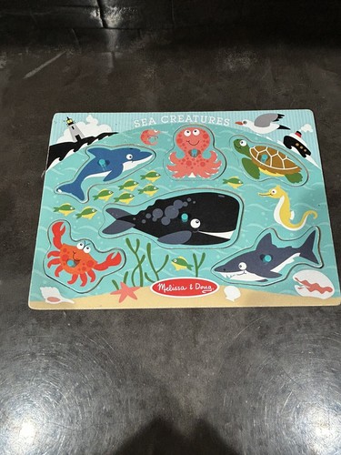 Melissa & Doug "Sea Creatures" Wood Peg Puzzle Kids 6 Pc Ocean Animals ...