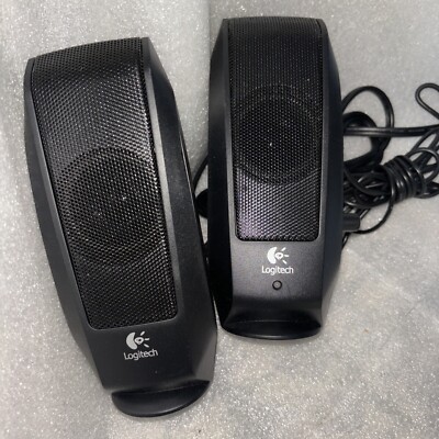 LOGITECH S120 BLACK 120V-60Hz 100MA SET OF 2 COMPUTER SPEAKERS *TESTED ...