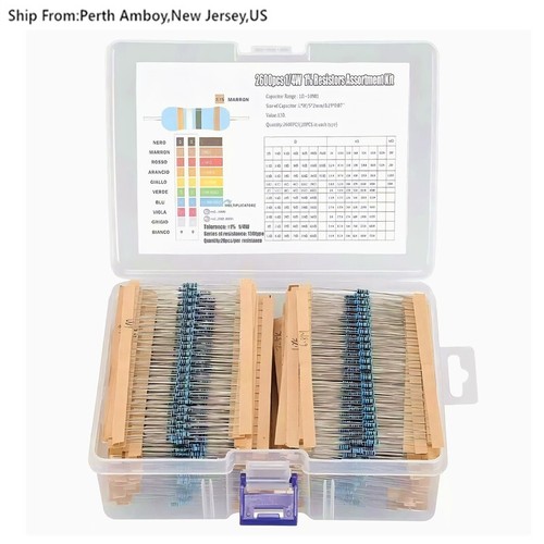 2600Pcs 1% 1/4W 0.25W 1 ohm- 3M ohm Resistors Kit Assortment Set US ...