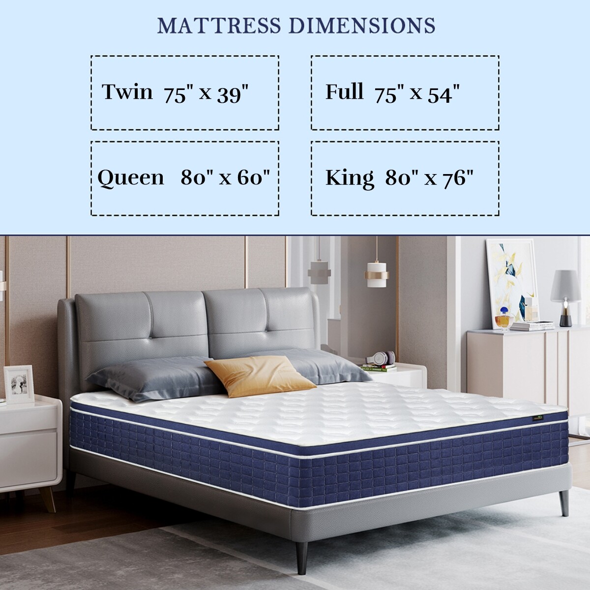 14"12" Memory Foam Mattress Twin Full Queen King Size Pocket Spring Bed ...