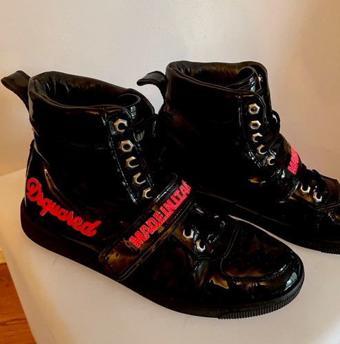 Dsquared Mens Patton Leather Shoes Black Neon Pink 43 | eBay