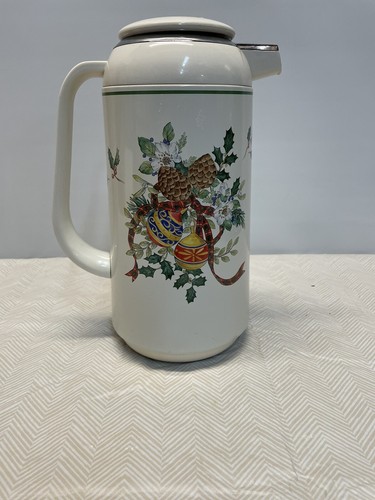 Vtg Mikasa Thermal Carafe Holiday Festive Spirit Christmas Coffee Tea ...