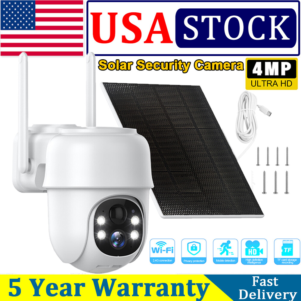 4MP WiFi Solar Camera Wireless Outdoor 2K Solar Battery Security Camera ...